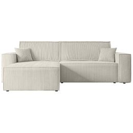 ECKSOFA mit Schlaffunktion und Bettkasten CELTIC-XL - 277x143x83 cm Creme Cord