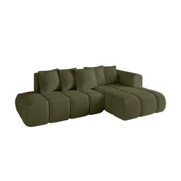 ECKSOFA Ottomane Rechts CLOUD-L-v1 280x185x90 Gr&uuml;n Boucl&eacute;