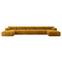 WOHNLANDSCHAFT modulares Sofa Tesso-U3 - 475x160x70 cm Senfgelb Cord