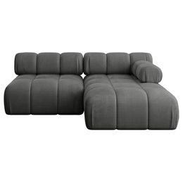 ECKSOFA modulares Sofa Razon-L1 - 190x160x70 cm Dunkelgrau Velours
