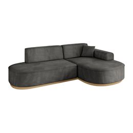 ECKSOFA Ottomane Rechts MARI-L1-v2 - 243x171x83 cm Dunkelgrau Velours