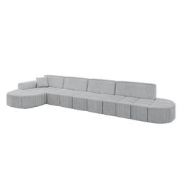 ECKSOFA Ottomane Links LIVO-L3 - 422x173x79,5 cm Grau