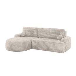 ECKSOFA mit Schlaffunktion und Bettkasten LIRA-L - 264x172x89 Creme
