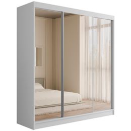 KLEIDERSCHRANK mit Spiegel V2-URBANO 215x200 cm Wei&szlig;