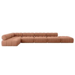ECKSOFA modulares Sofa Favio-L3 - 475x190x70 cm Apricot Velours