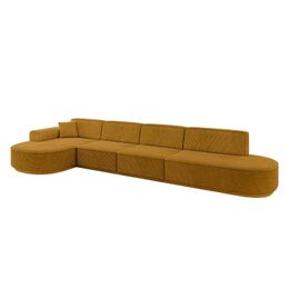 ECKSOFA Ottomane Links MARI-L3-v3 - 413x171x83 cm Senfgelb Cord