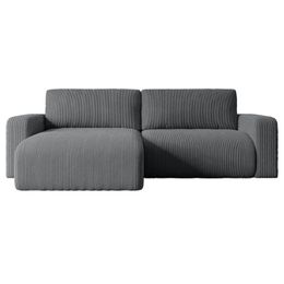 ECKSOFA mit Schlaffunktion und Bettkasten KLEEA-L - 247x143x83 cm Dunkelgrau Cord
