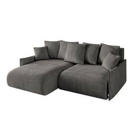 ECKSOFA Ottomane links ONESK-L -v1 216x177x72 Dunkelgrau Velours