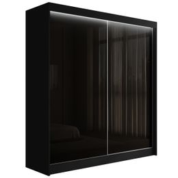 KLEIDERSCHRANK PEKA mit LED - 200 cm - Schwarz