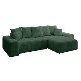 ECKSOFA Ottomane rechts ENIL-L 297x189x68 Gr&uuml;n Cord