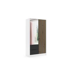 KLEIDERSCHRANK NERA - 120 cm - Wei&szlig;|Schwarz|Eiche Artisan