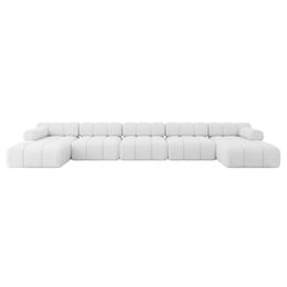WOHNLANDSCHAFT modulares Sofa Tesso-U3 - 475x160x70 cm Wei&szlig; Boucl&eacute;