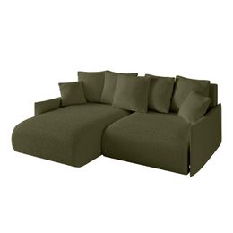 ECKSOFA Ottomane links ONESK-L -v1 216x177x72 Gr&uuml;n Boucl&eacute;