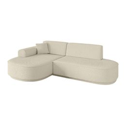 ECKSOFA Ottomane Links MARI-L1-v3 - 243x171x83 cm Beige Boucl&eacute;