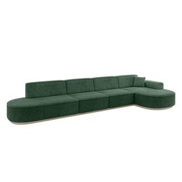 ECKSOFA Ottomane Rechts MARI-L3-v1 - 413x171x83 cm Gr&uuml;n Cord