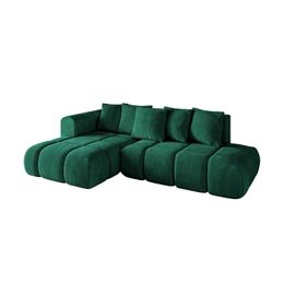 ECKSOFA Ottomane Links CLOUD-L-v1 280x185x90 Dunkelgr&uuml;n Velours