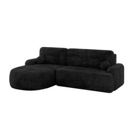 ECKSOFA mit Schlaffunktion und Bettkasten LIRA-L - 264x172x89 Schwarz