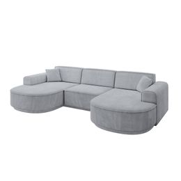 WOHNLANDSCHAFT MARI-U1-v3 - 303x171x83 cm Grau Velours