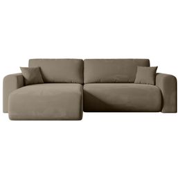 ECKSOFA mit Schlaffunktion und Bettkasten ORRO-L - 272x145x83 cm Braun Velours