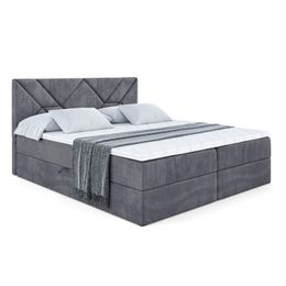 BOXBETT mit Matratze H3 und Lattenrost - BARWA - 140 x 200 Dunkelgrau