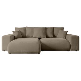 ECKSOFA Ottomane links ESKAR-L 266x176x72 Braun Velours