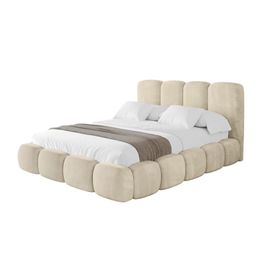 POLSTERBETT mit Bettkasten und Lattenrost, Boxbett ohne Matratze - KALA 140x200 Beige