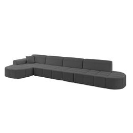 ECKSOFA Ottomane Links LIVO-L3 - 422x173x79,5 cm Grau