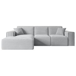 ECKSOFA Ottomane Links SERRA-L - 266x169x80 cm Grau Cord