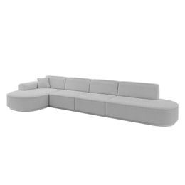 ECKSOFA Ottomane Links MARI-L3-v3 - 413x171x83 cm Hellgrau Boucl&eacute;