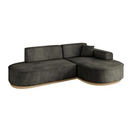 ECKSOFA Ottomane Rechts MARI-L1-v2 - 243x171x83 cm Schwarz Velours