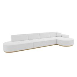 ECKSOFA Ottomane Rechts MARI-L3-v2 - 413x171x83 cm Wei&szlig; Boucl&eacute;