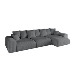 ECKSOFA Ottomane rechts ESKAR-L2 364x176x72 Dunkelgrau Cord