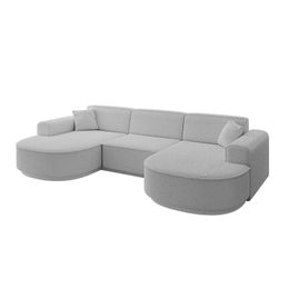 WOHNLANDSCHAFT MARI-U1-v3 - 303x171x83 cm Hellgrau Boucl&eacute;