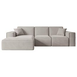 ECKSOFA Ottomane Links SERRA-L - 266x169x80 cm Hellbraun Velours