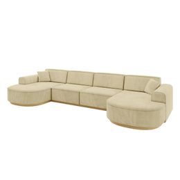 WOHNLANDSCHAFT MARI-U2-v2 - 388x171x83 cm Beige Velours