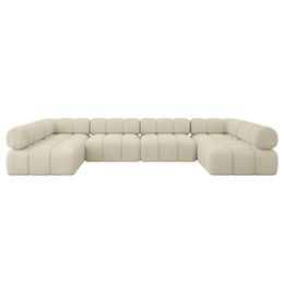 WOHNLANDSCHAFT modulares Sofa Garvo-U2 - 380x190x70 cm Beige Boucl&eacute;