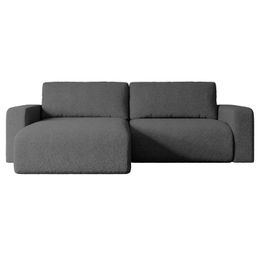 ECKSOFA mit Schlaffunktion und Bettkasten KLEEA-L - 247x143x83 cm Grau Boucl&eacute;