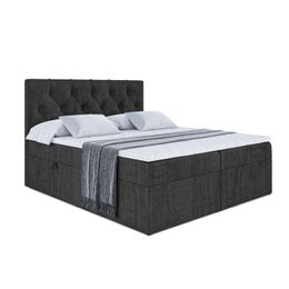 BOXBETT mit Matratze H3 und Lattenrost - MIRAGE - 140x200 Schwarz