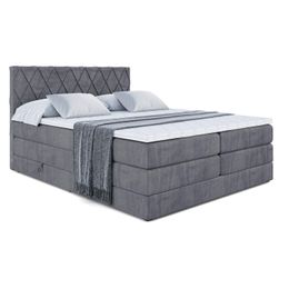 BOXSPRINGBETT LEPARO KING - 140 x 200 - H3/H4 - Dunkelgrau