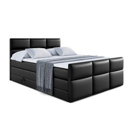 BOXSPRINGBETT OHIO-Z KING - 160x200 - H3/H4 - Schwarz Hochglanz