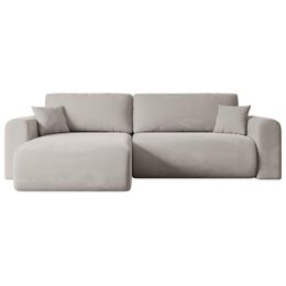 ECKSOFA mit Schlaffunktion und Bettkasten ORRO-L - 272x145x83 cm Hellbraun Velours
