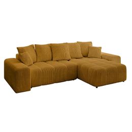 ECKSOFA Ottomane rechts ENIL-L 297x189x68 Senfgelb Cord