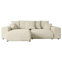 ECKSOFA Ottomane links ESKAR-L 266x176x72 Creme Boucl&eacute;