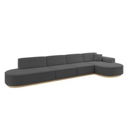 ECKSOFA Ottomane Rechts MARI-L3-v2 - 413x171x83 cm Grau Boucl&eacute;