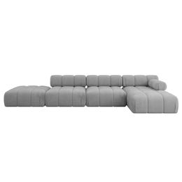 ECKSOFA modulares Sofa Lizur-L2 - 380x160x70 cm Hellgrau Velours