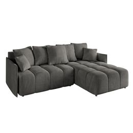 ECKSOFA Ottomane rechts LONLI-L 251x189x68 Anthrazit Velours