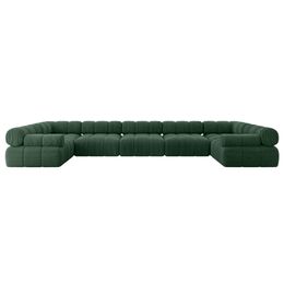 WOHNLANDSCHAFT modulares Sofa Birno-U3 - 475x190x70 cm Gr&uuml;n Cord
