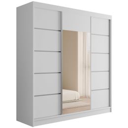 KLEIDERSCHRANK mit Spiegel V2-LINEA 215x200 cm Wei&szlig;