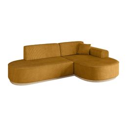 ECKSOFA Ottomane Rechts MARI-L1-v1 - 243x171x83 cm Senfgelb Cord