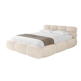 POLSTERBETT mit Bettkasten und Lattenrost, Boxbett ohne Matratze - NOMA 140x200 Beige